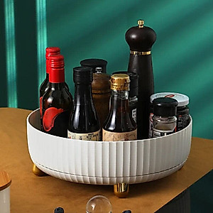 SNNAQSFR 2023 New Rotating Storage Rack - 360° Spinning Spice Rack Organizer, Safety ABS Material, Innovation Raised Edge Design, Must-have Tool for Kitchen (Small, White)