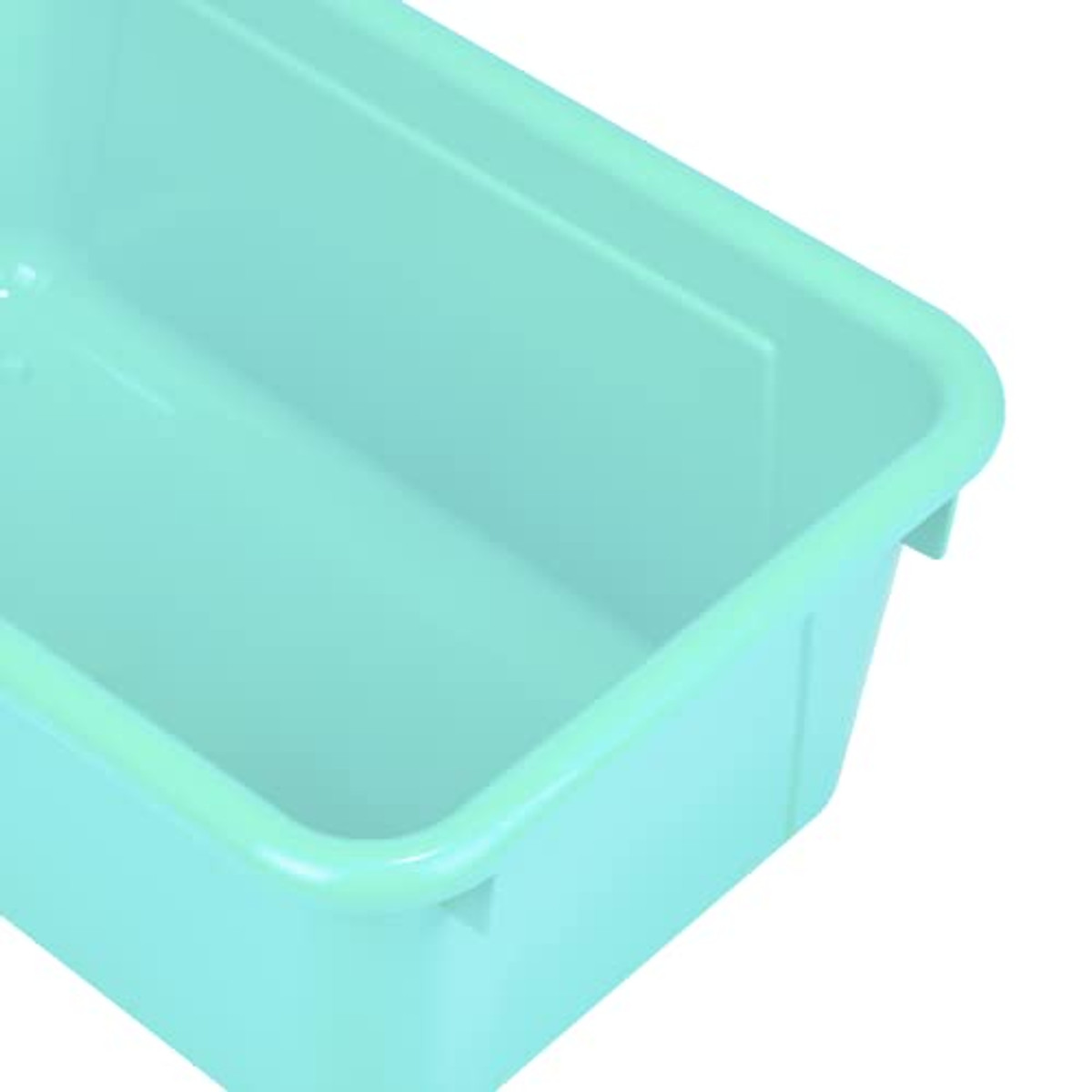 Storex Small Cubby Bins – Plastic Storage Containers for Classroom with Non-Snap Lid, 12.2 x 7.8 x 5.1 inches, Teal, 5-Pack (62412U05C)