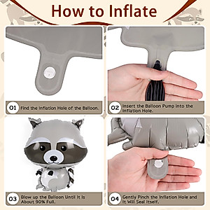 Raccoon Balloons, 6 Pcs Cute Raccoon Foil Balloons, Cartoon Myalr Raccoon Balloons for Woodland Animal Themed Party Camping Birthday Baby Shower