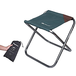 Azarxis Small Camping Folding Stool, Mini Outdoor Collapsible Chairs Seat Portable Lightwight Folding Stool for Fishing Camp Traveling Hiking Beach Garden BBQ with Carry Bag (Dark Green)
