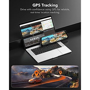 【G910 + TypeC Hardwire Kit】 WOLFBOX G910 Mirror Dash Cam with Pedestrian Detection & USB C Hardwire Kit