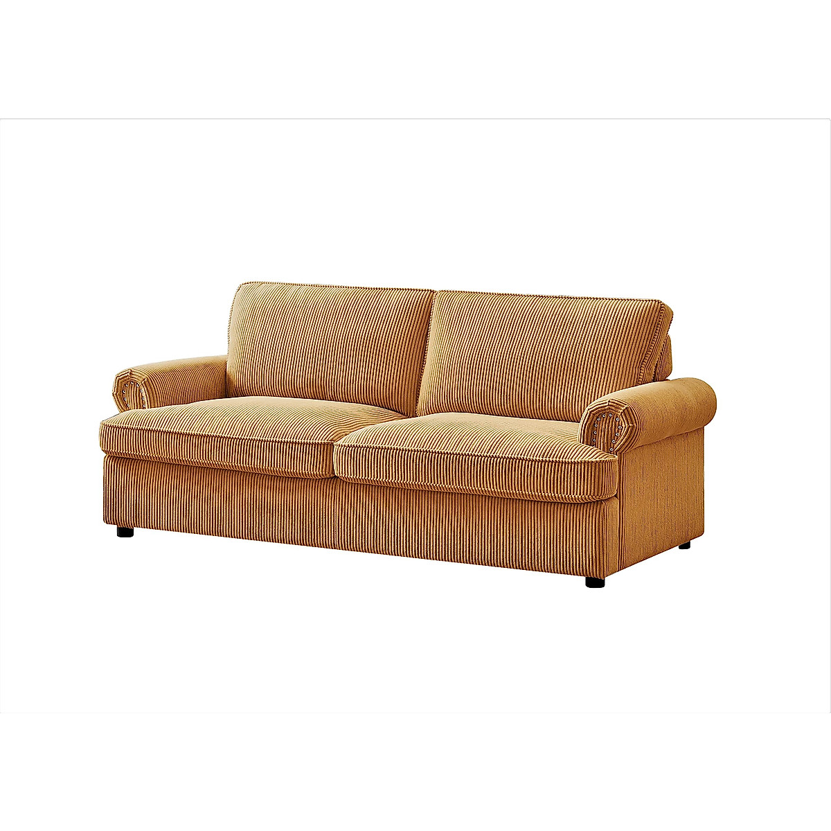 Container Furniture Direct Reversible Sleeper Sofa with Memory Foam Mattress, Comfortable and Durable Full Size Bed Couch for Living Rooms, Upholstered with Corduroy Fabric, 70" Wide, Ginger