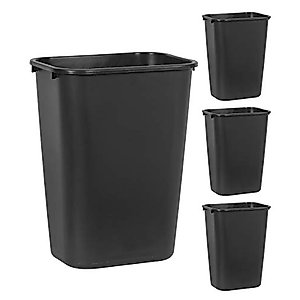 Rubbermaid Commercial Products 41QT/10.25 GAL Wastebasket Trash Container, for Home/Office/Under Desk, Black (FG295700BLA), Pack of 4