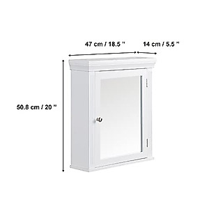 Elegant Home Fashions Stratford Wooden Storage, 1 Door, White Medicine Cabinet