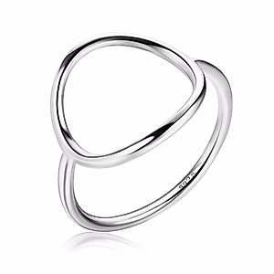 MILACOLATO 925 Sterling Silver Ring for Women 18K White Gold Plated Open Circle Karma Rings Polished Fashion Simple Plain Stackable Statement Promise Rings Comfort Fit Size 9