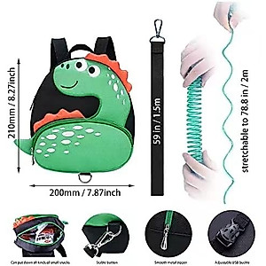 ibestby Toddler Backpack with Anti-Lost Harness Small Dinosaur Backpack Safety Leash for Boys and Girls Age 1-2 Years Old …