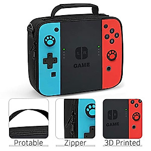 Insulated Lunch Box for Boys Girls, Game Lunch Bag for Work Office Travel Picnic Hiking Beach, Reusable Portable Lunch Box With Adjustable Strap