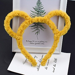 KUFptva Women Mouse Bear Ears Headband Winter Thick Plush Hair Hoop Round Ear Hairband Makeup Bandana Hair Accessories (PL)