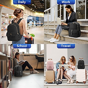 JFFD Laptop Backpack for Women Fashion Travel Work Backpack With Anti-Theft Zipper, Waterproof Student Bookbag for College School, 15.6 Inch Business Computer Backpack Purse, Black