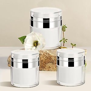 4 Pcs Vacuum Cream Jar Airless Cosmetic Pump Container Airless Pump Jars for Lotions and Creams Airless Pump Bottles Small Empty Airless Cosmetic Container Empty Cosmetic Bottle