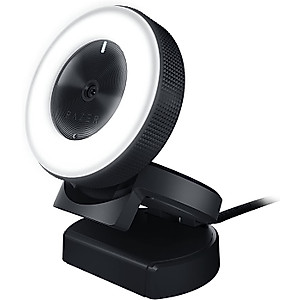 Razer Kiyo: Full HD 1080p 30FPS/720p 60FPS Computer Camera - Built-in Adjustable LED Ring Light Webcam - Advanced Autofocus - Streaming Web Camera for Gaming, Compatible with Windows and Mac (Renewed)