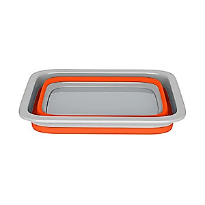 Collapsible Ice Bucket - 10-Liter Portable Outdoor Multi-Use Basin, Dish Tub, and Storage Basket for Camping and Tailgating by Wakeman (Orange)