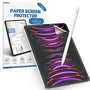 XIRON 2-Pack Paper Screen Protectorfor iPad Pro 12.9 2022/2021/2020 (6th/5th/4th Generation), Matte PET Film for iPad Pro 12.9, Write and Draw Like on Paper, Anti-Glare Screen Protector