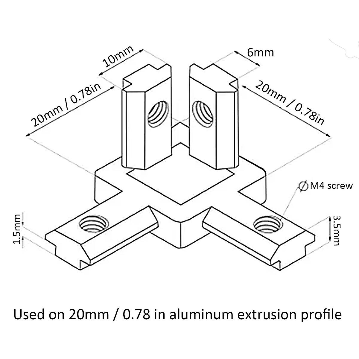 FORRCKY 8PCS 2020 Extrusion Cube Connectors 2020 Aluminum Extrusion 3 Way Corner with 8PCS 2020 Series Extruded Profiles End Bracket and Screws