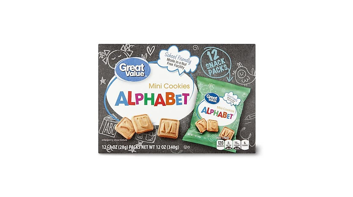 Great Value Mini Alphabet Cookies - Nut Free School Safe