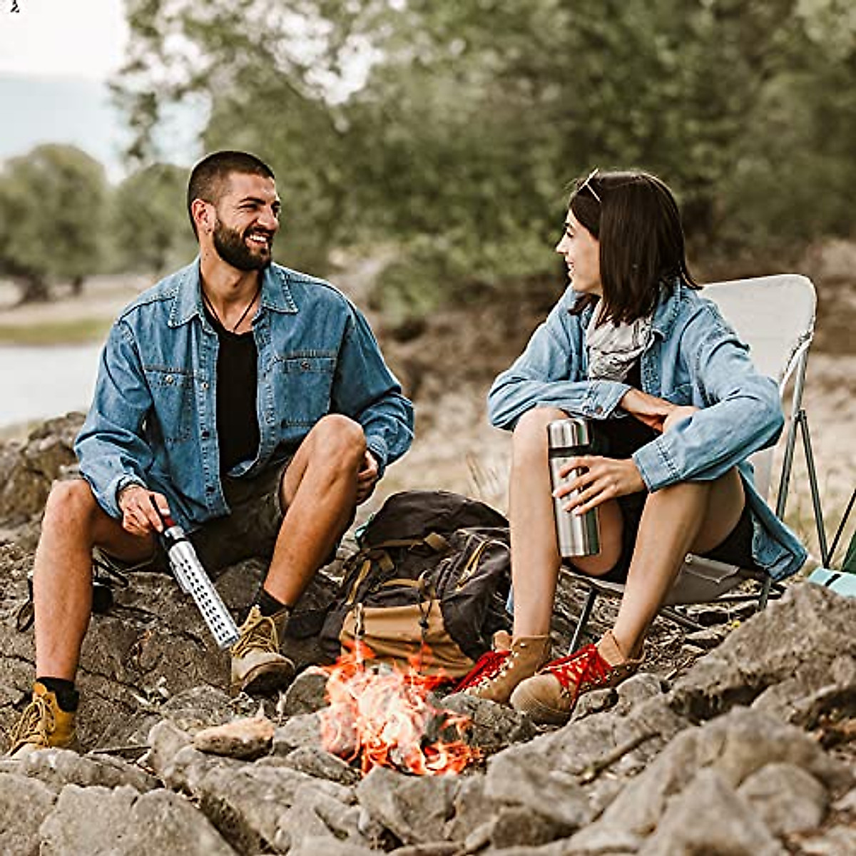 Skyflame Electric Charcoal Fire Starter and Lighter with Built-in Blower | Indoor Outdoor BBQ Smoker Grill Starter - Super Quick Electro Torch Ignites Briquettes Wood for Fireplace and Fire Pit