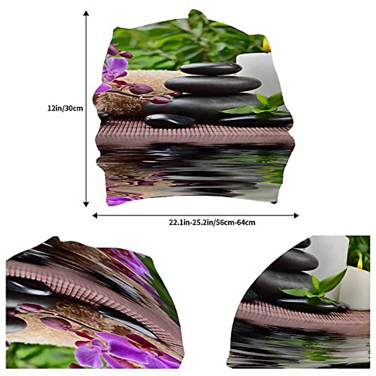 WONDERTIFY Zen Basalt Stones Orchid Knit Hat Bamboo Black Pebble Rock Beanie Hats for Men Women Warm, Soft & Stretchy Daily Ribbed Baggy Skull Cap Oversize