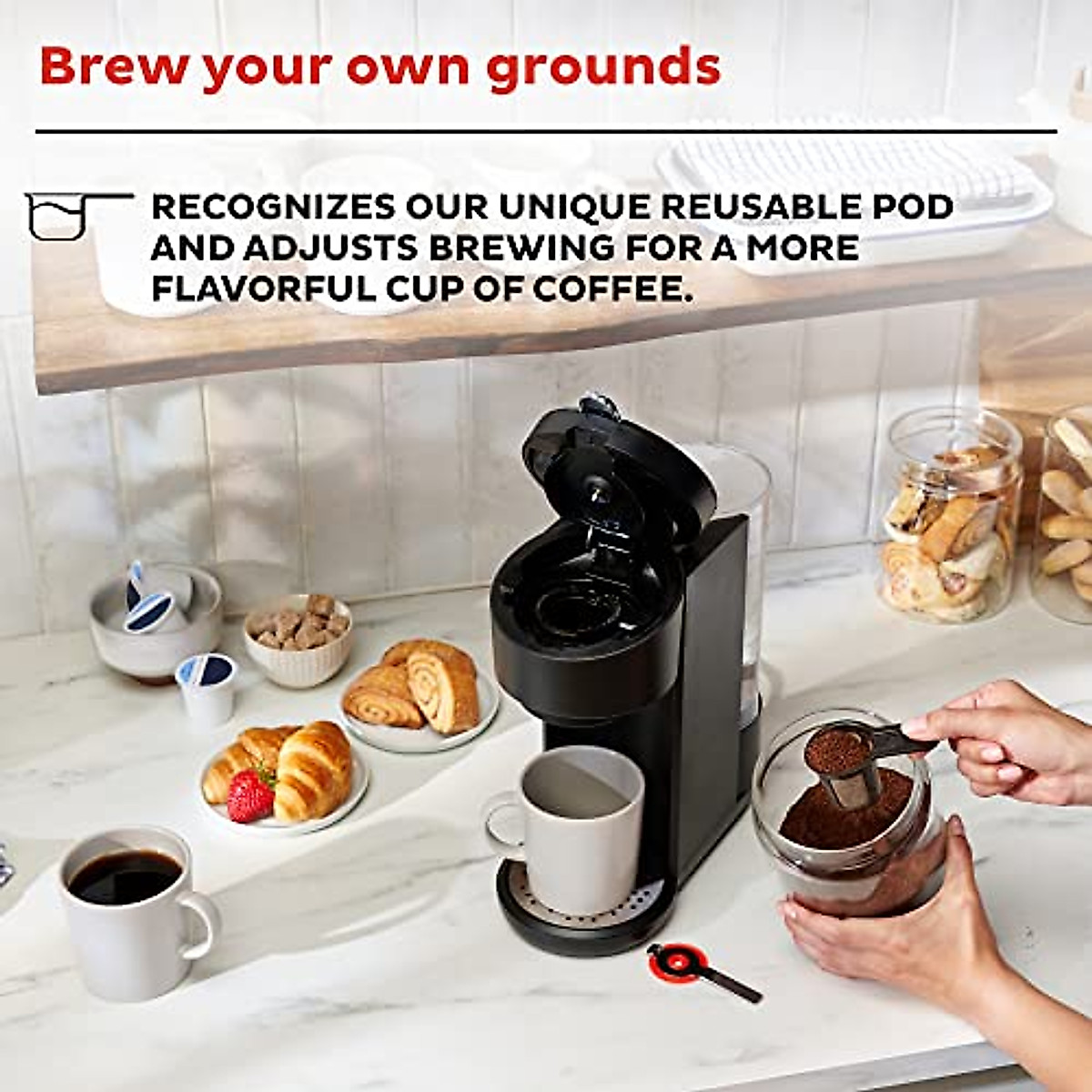 Instant Solo Single Serve Coffee Maker, From the Makers of Instant Pot, K-Cup Pod Compatible Coffee Brewer, Includes Reusable Coffee Pod & Bold Setting, Brew 8 to 12oz., 40oz. Water Reservoir, Black