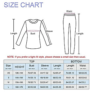 MEETWEE Kids Thermal Underwear Set Unisex Base Layer Boys Girls Fleece Lined Long Johns Black