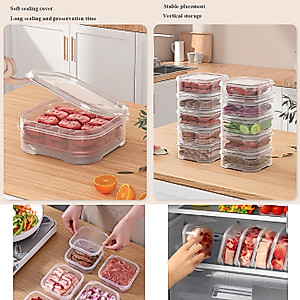 Iwinna Food Storage Containers with Lids, Plastic Fridge Organizer Clear Bins, 350ml Sealed Food Containers, Reusable Takeaway Kitchen Freezer Storage Boxes, 10pcs