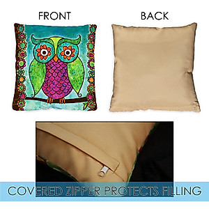 Toland Home Garden Rainbow Owl 18 x 18 Inch Indoor, Pillow, Case (2-Pack)