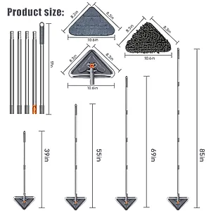 85 Inch Wall Cleaner Mop with Long Handle,Baseboard Cleaner Tool 360° Rotatable with Extension Pole 39" to 85",6 Replacement Microfiber Mop Pads,Wall Mop for Wall Washer Cleaning Ceiling Window Floor