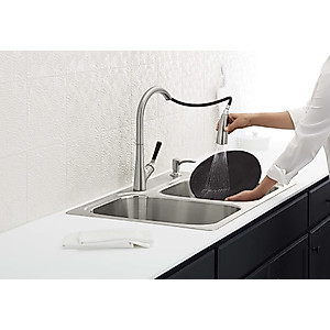 Kohler K-R562-SD-VS Malleco Pull-down Kitchen Sink Faucet with Soap/Lotion Dispenser, Vibrant Stainless