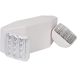 Morris Products Square Head Micro LED Emergency Light – White, High Output - 76 Lumens - Energy Saving Emergency Lighting Unit – Compact Design – Thermoplastic Housing, Mounting Plate, (73424)