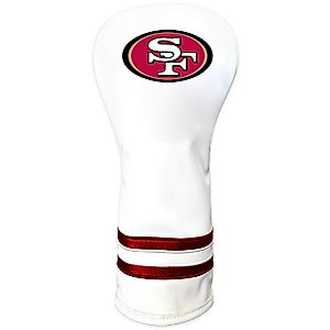 Team Golf NFL San Francisco 49Ers White Vintage Fairway Head Cover White Vintage Fairway Golf Club Headcover, Form Fitting Design, Retro Design