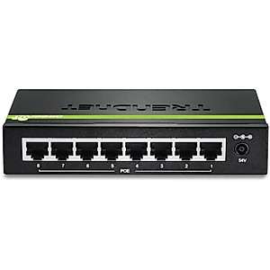 TRENDnet 8-Port Gigabit PoE+ Switch, 8 x Gigabit PoE+ Ports, 123W PoE Power Budget, 16 Gbps Switching Capacity, Desktop Switch, Ethernet Network Switch, Metal, Lifetime Protection, Black, TPE-TG80G