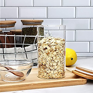 Encheng Glass Jars Set,Borosilicate Glass Food Storage Containers,20 oz Airtight Kitchen Canisters with Bamboo Lids for Pantry Organization,Clear Food Jars for Spice,flour,Nuts,Oatmeal,Coffee,9 Pack