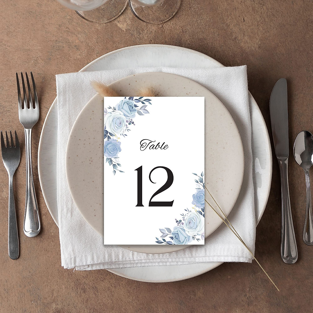 30 pc Table Numbers, Wedding Table Numbers, Table Number Cards with Blue Floral Border Print, Black Table Numbers for Wedding Reception 1-30, 4x6 Inches Table Numbers for Wedding