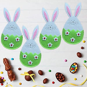 Shujing Easter Silverware Holder Pocket | Easter Bunny Felt Kitchen Utensil Holder | DIY Kitchen Cutlery Holders for Easter Thanksgiving New Year