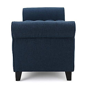 Christopher Knight Home Keiko Fabric Armed Storage Bench, Dark Blue, Dimensions: 19.75”D x 50.00”W x 20.5”H