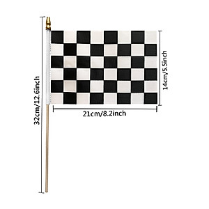 LyButty Black and White Checkered Racing Stick Flag Small Mini Hand Held Nascar Race Car Flags,5x8 Inch,20 Pack