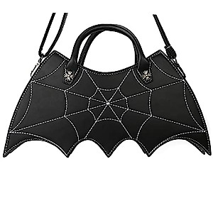 Ondeam Bat wing Shoulder bag,PU Spider Web Crossbody Handbag for Women(Black)