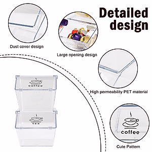 Yomjarl Tea Bag Storage 2 Pack Clear Plastic Tea Display Box Stackable Tea-Bag Holder Organiser Coffee Bar Organiser for Tea Bags,Sugar,Coffee Pods Storage for Kitchen Countertops Cabinets Pantry