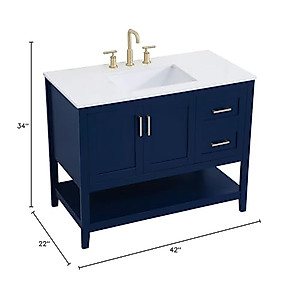 Elegant Kitchen and Bath 42 inch Single Bathroom Vanity Cabinet - Blue