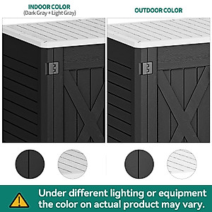 YITAHOME Outdoor Horizontal Storage Shed with X-Shaped Lockable Door, 35 Cu Ft Weather Resistant Resin Tool Shed w/o Shelf, Ideal for Bike, Trash Cans, Garden Tools, Lawn Mowers, Dark Gray