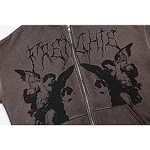 Y2k Skeleton Sweatshirt,Unisex Skeleton Zip Up Hoodie Fashion Vintage Jacket Graphics E-Girl 90s Sweatshirt (1,XXXL)