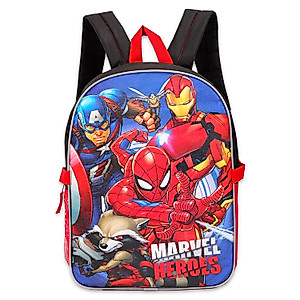 Marvel Shop Marvel Avengers Backpack for Boys, Girls, Kids - 7 Pc Bundle With 16 Marvel Superhero School Bag, Avengers Lunch Bag, Water Pouch, Stickers, And More (Avengers School Supplies), Large