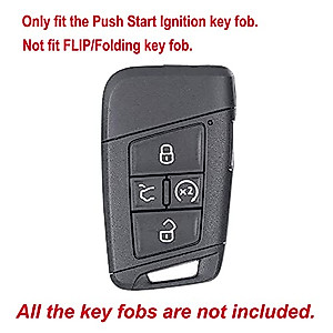 LemSa 2Pcs 4 Buttons Rubber Smart Key Fob Cover Case Shell Remote Keyless Protector Bag Holder for 2021 2020 2019 VW Volkswagen Tiguan Atlas Jetta Passat Golf Alltrack Push Start, Red Blue Buttons