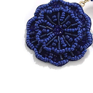 HSWE Statement Beaded Drop Earrings for Women Layered Bead Dangle Earrings (Blue)