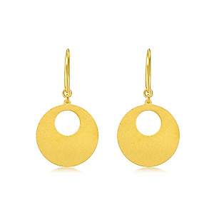 CHOW SANG SANG Dazzling Mirror Gold 999 24K Solid Gold Price-by-Weight Gold Round Plate, Circle Drop Earrings for Women 93677E (Approx. 0.22tael (~8.23g))