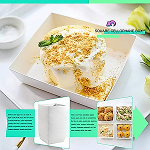 Cmkura 50 Pack 5" White Square Disposable Paper Charcuterie Boxes Food Containers Bakery Boxes for Cake, Cookies, Sandwich