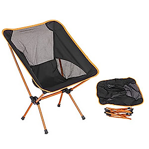 LOVINO Outdoor Camping Chair, Simple Operation Convenient to Carry Portable Chair Wide Uses for Barbecue(Orange)