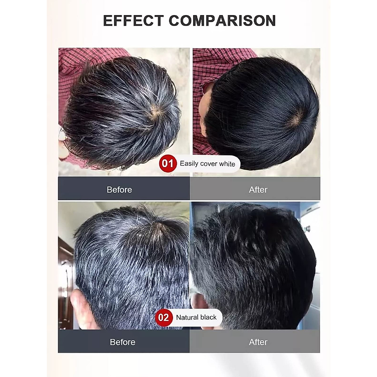 5-in-1 Black hair dye shampoo and conditioner, 420ml, for fast and Perfect coverage and long-lasting natural black color; Black hair dye shampoo for men and women with herbal extract ingredients