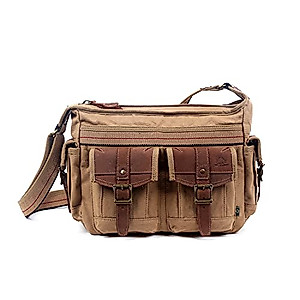 TSD Brand Turtle Ridge Canvas Mail Bag (Camel)
