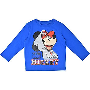 Disney Mickey Mouse Infant Baby Boys 3 Pack Long Sleeve T-Shirts Red/Blue/Grey 18 Months
