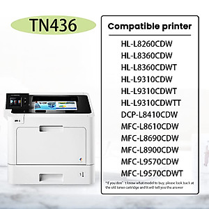 TN-436BK TN436 Toner Cartridge (Black, 1-Pack) Extra High Yield Compatible TN-436BK Toner LVEL Replacement for Brother MFC-L8690CDW MFC-L8900CDW MFC-L9570CDWT MFC-L9570CDW Printer
